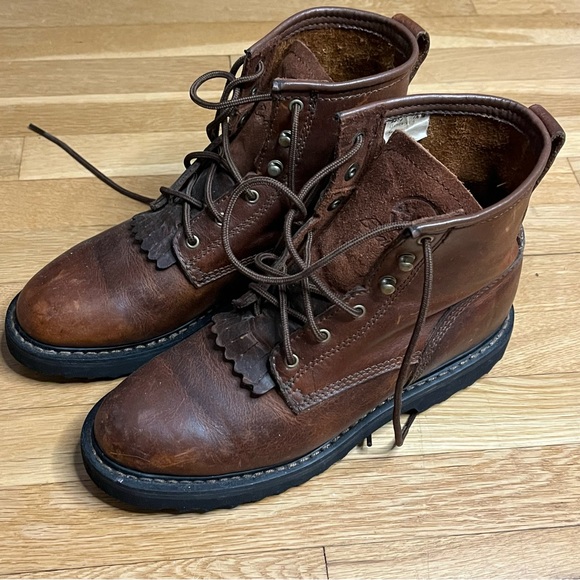 Double H | Shoes | Double H Western Packer Lacer Roper Cowboy Brown ...